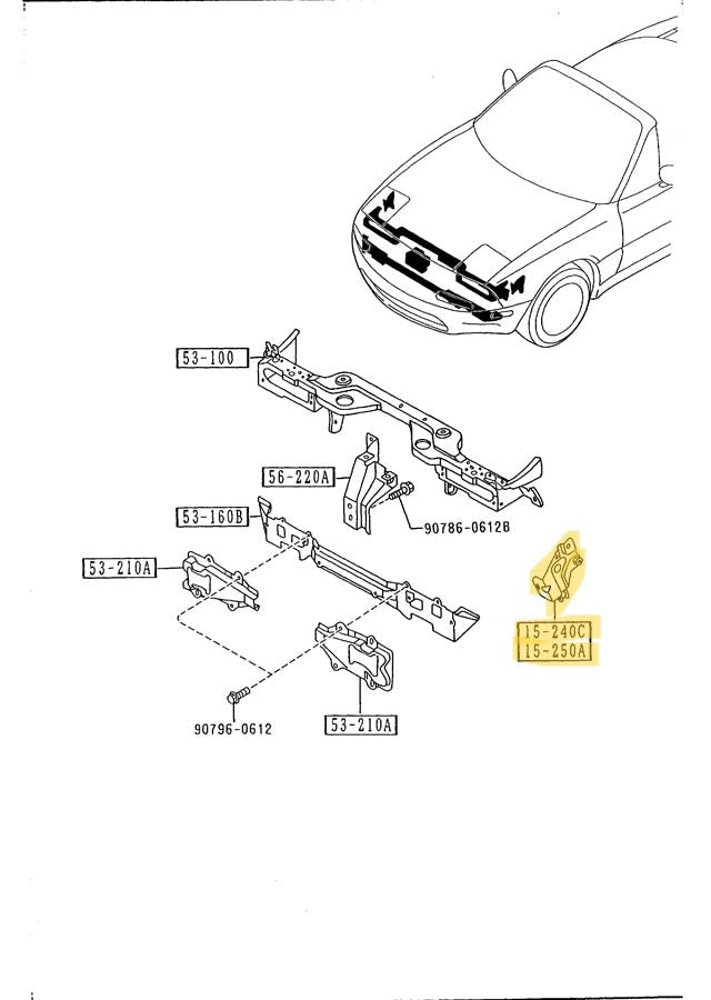 Radiator Bracket Frame Rail Factory New 1990-1997 NA Mazda Miata ...