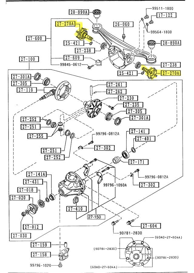 Stub Axle CV Rear Differential Factory Used 1990-1993 NA Mazda Miata ...