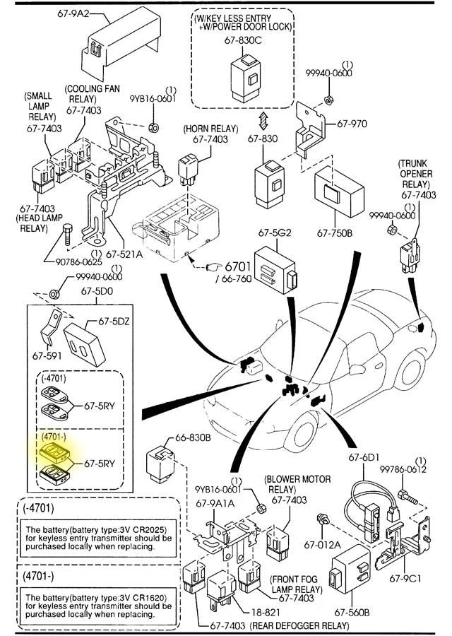 Keyless Entry Remote Transmitter Factory New 2004-2005 NB Mazda Miata ...