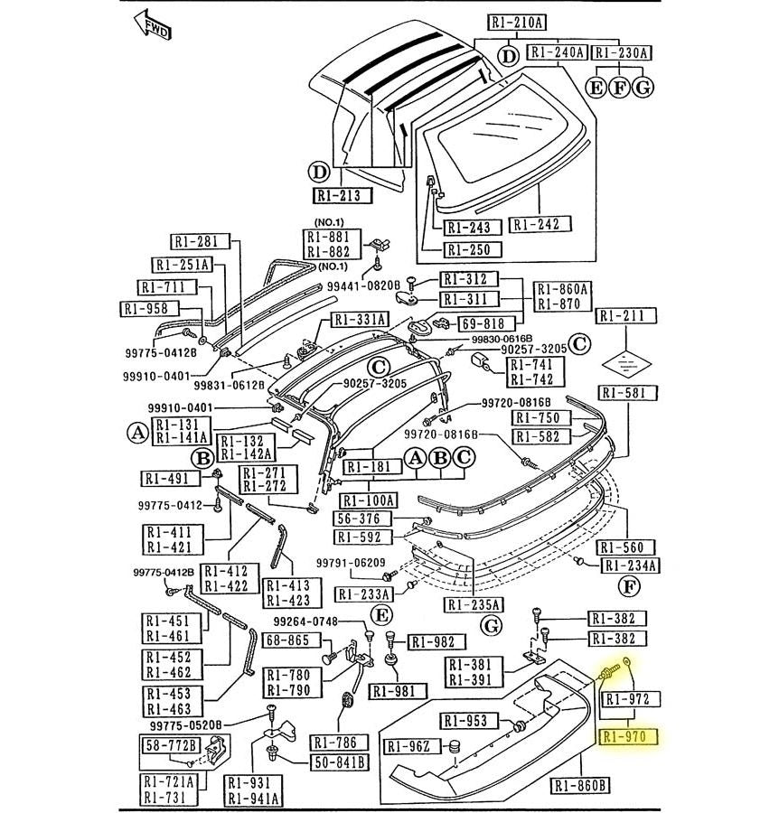 Convertible Top Boot Snap Bolt Factory New 1990-1997 NA Mazda Miata ...